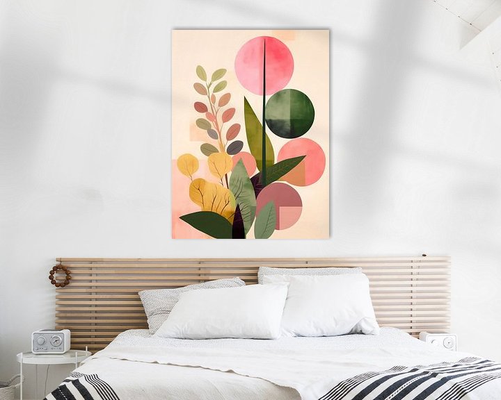 Botanisch Abstract Groen Roze van Gypsy Galleria op canvas, behang en meer