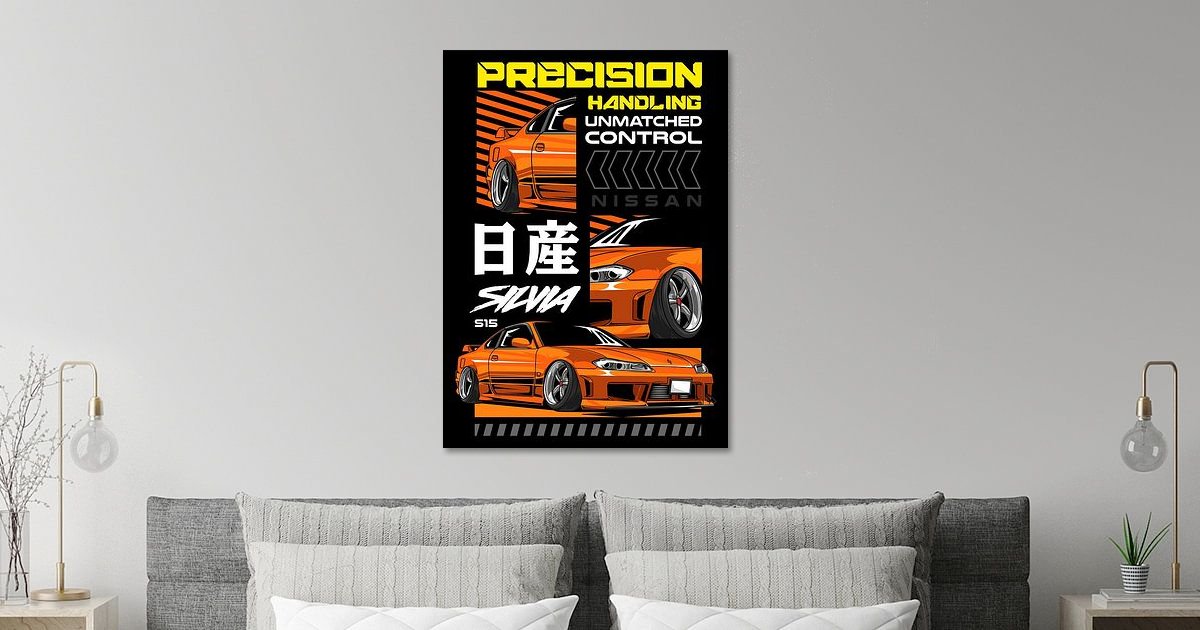 Nissan Silvia S15 JDM Auto van Adam Khabibi op canvas, behang en meer