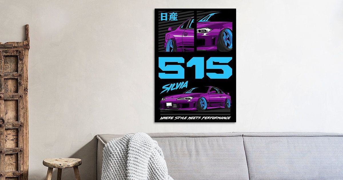 Nissan Silvia S15 JDM Auto van Adam Khabibi op canvas, behang en meer