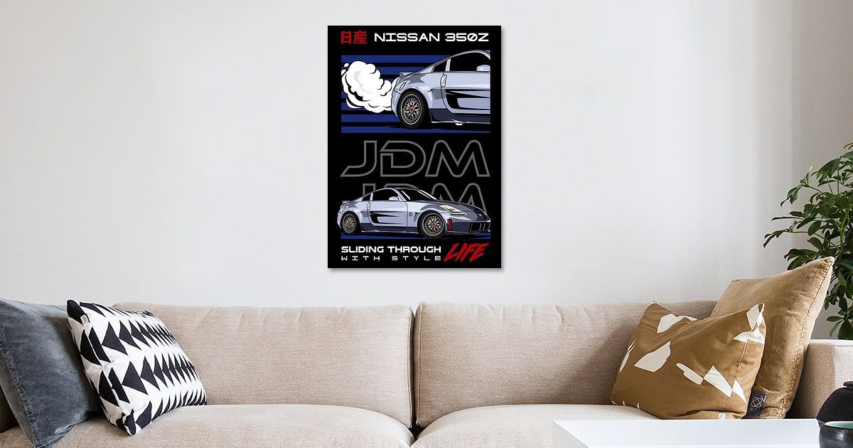 Nissan 350Z JDM Auto van Adam Khabibi op canvas, behang en meer