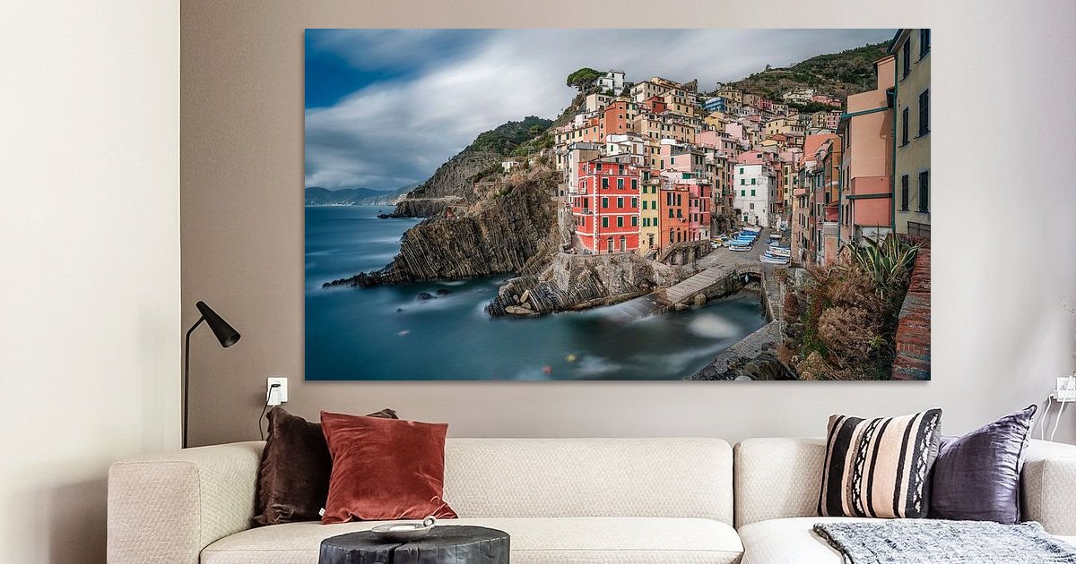 Riomaggiore - Wide View - long exposure van Teun Ruijters op canvas ...