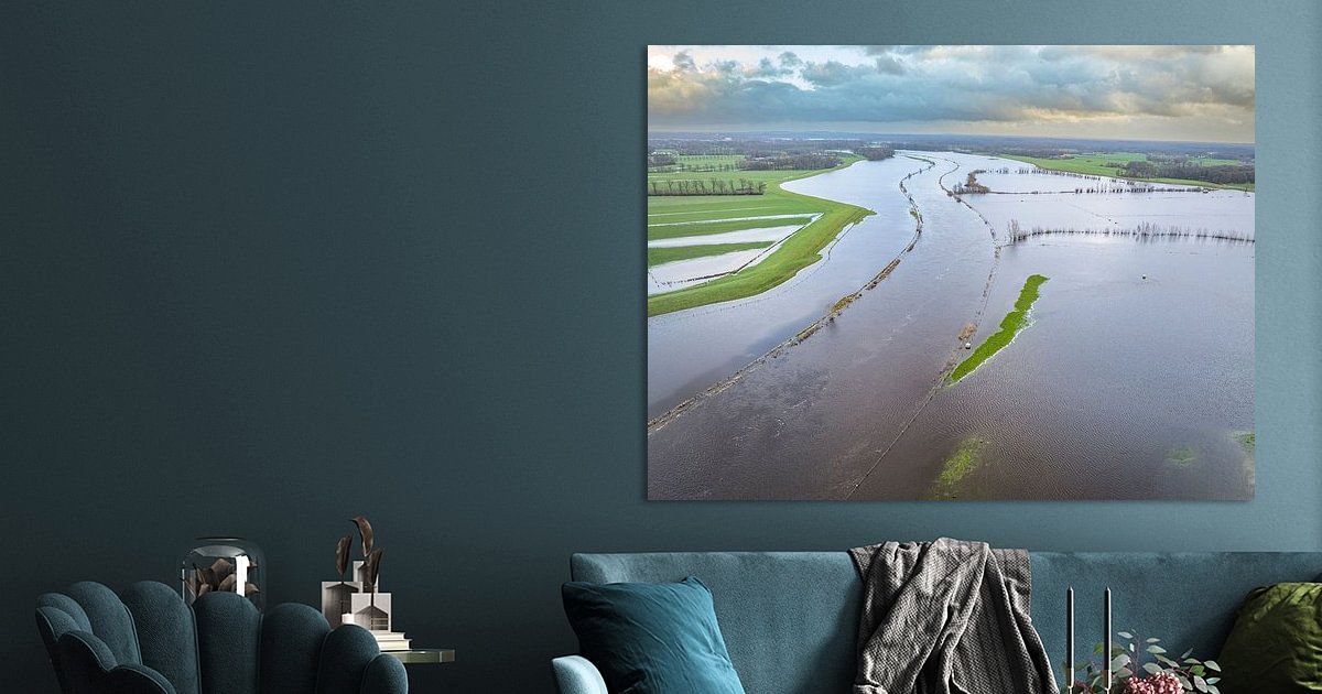 Vecht river high water level flooding at the Vechterweerd weir by ...