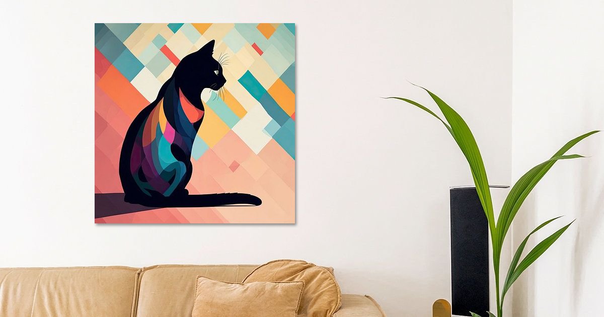 De Abstracte Kat van Arjen Roos op canvas, behang en meer