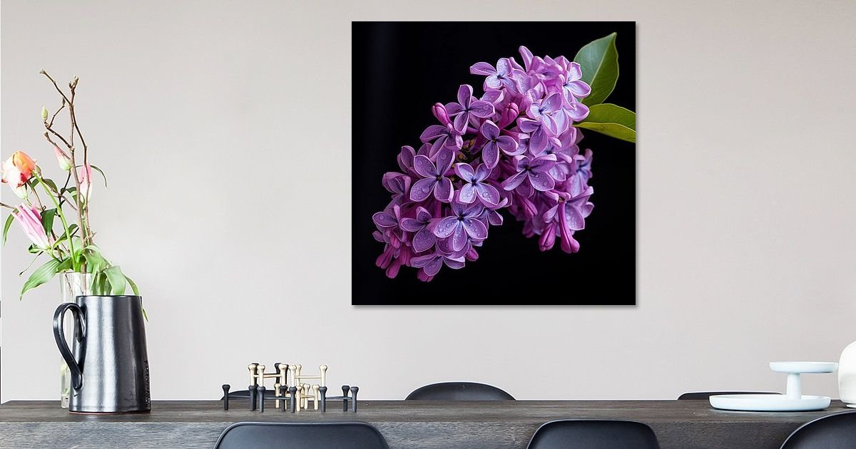 Lila bloem portret van TheXclusive Art op canvas, behang en meer