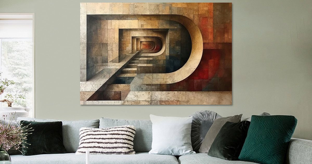 Modern Perspectief van Kunst Kriebels op canvas, behang en meer