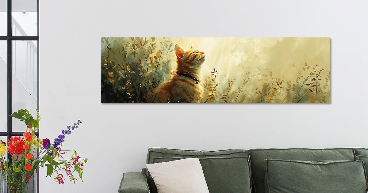 Schilderij Kat | Enjoy the Sun | Kat van De Mooiste Kunst op canvas ...