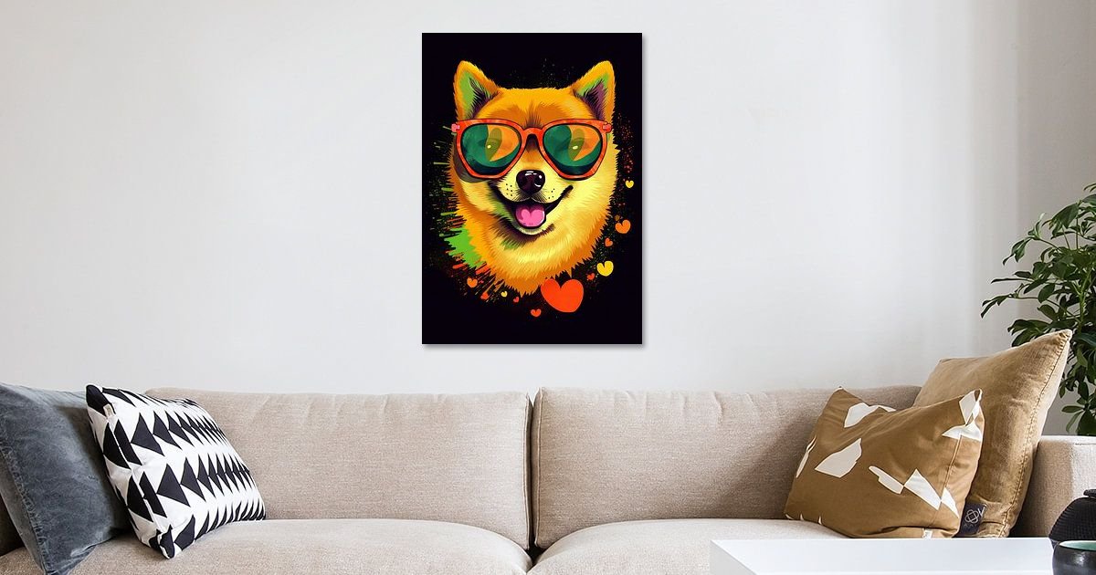 Shiba pop art 3 van DNH Expressions op canvas, behang en meer