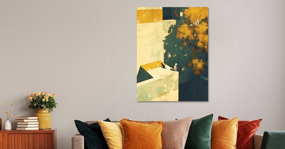 astronaut met alien kat van PixelPrestige op canvas, behang en meer