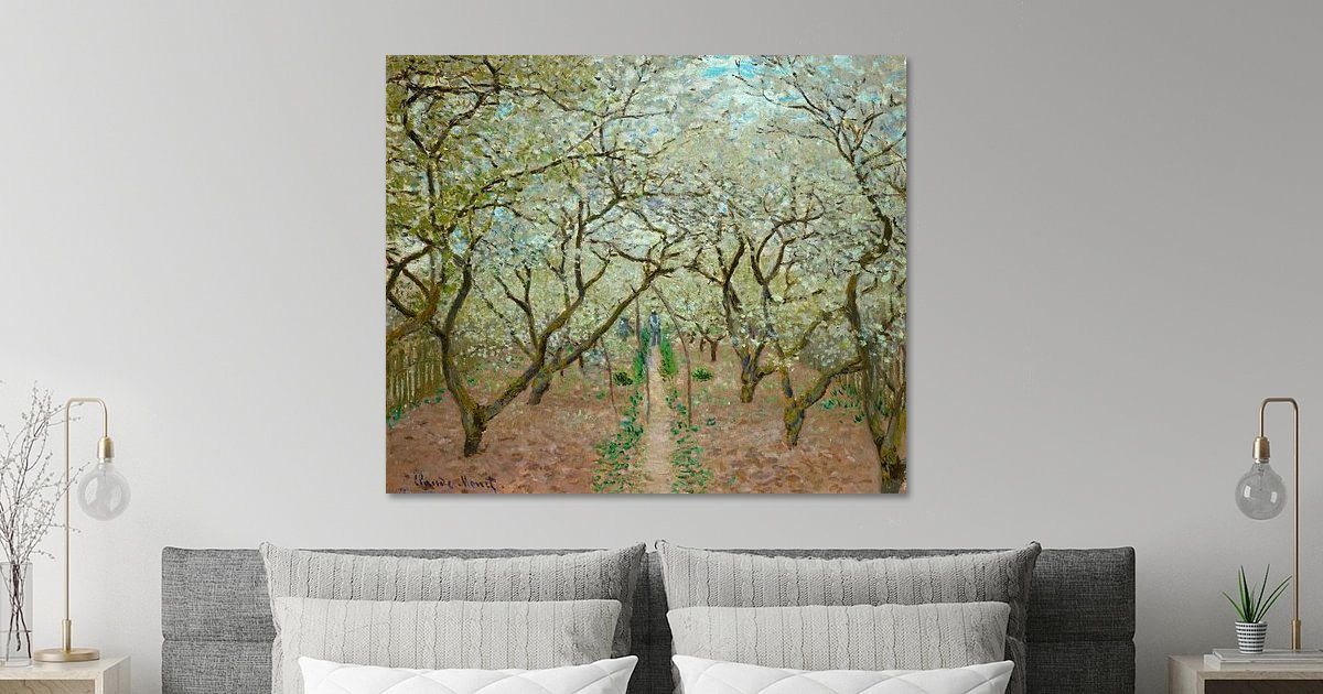 Bloeiende boomgaard, Claude Monet op canvas, behang, poster en meer