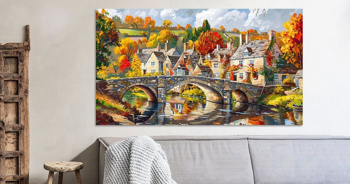 kleurig dorpje Engeland Cotswolds in de herfst van Jan Bechtum op ...