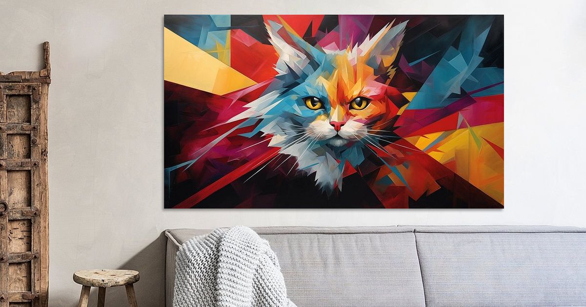 Abstracte kat kleurrijk panorama artistiek van TheXclusive Art op ...