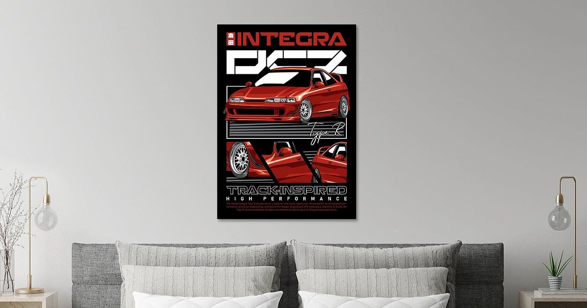 Honda Integra Type R DC2 JDM Car by Adam Khabibi on canvas, poster ...