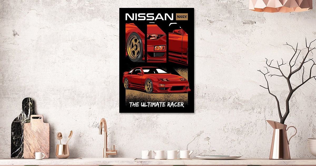 Nissan 300ZX JDM Auto van Adam Khabibi op canvas, behang en meer