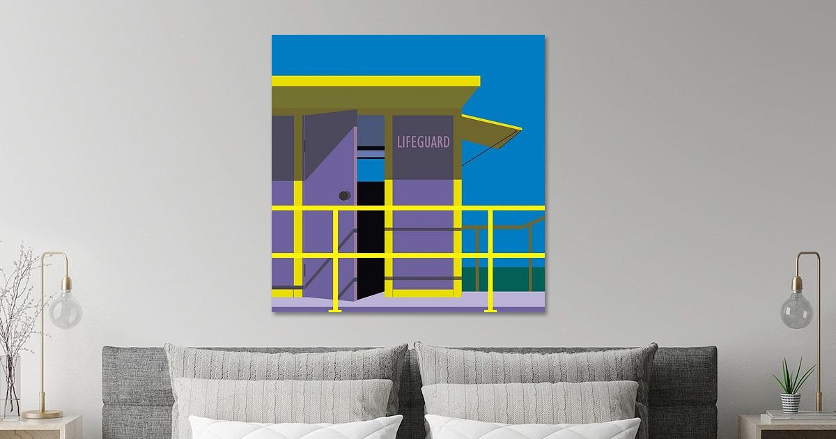 Strand wacht. van Ron Roem op canvas, behang en meer
