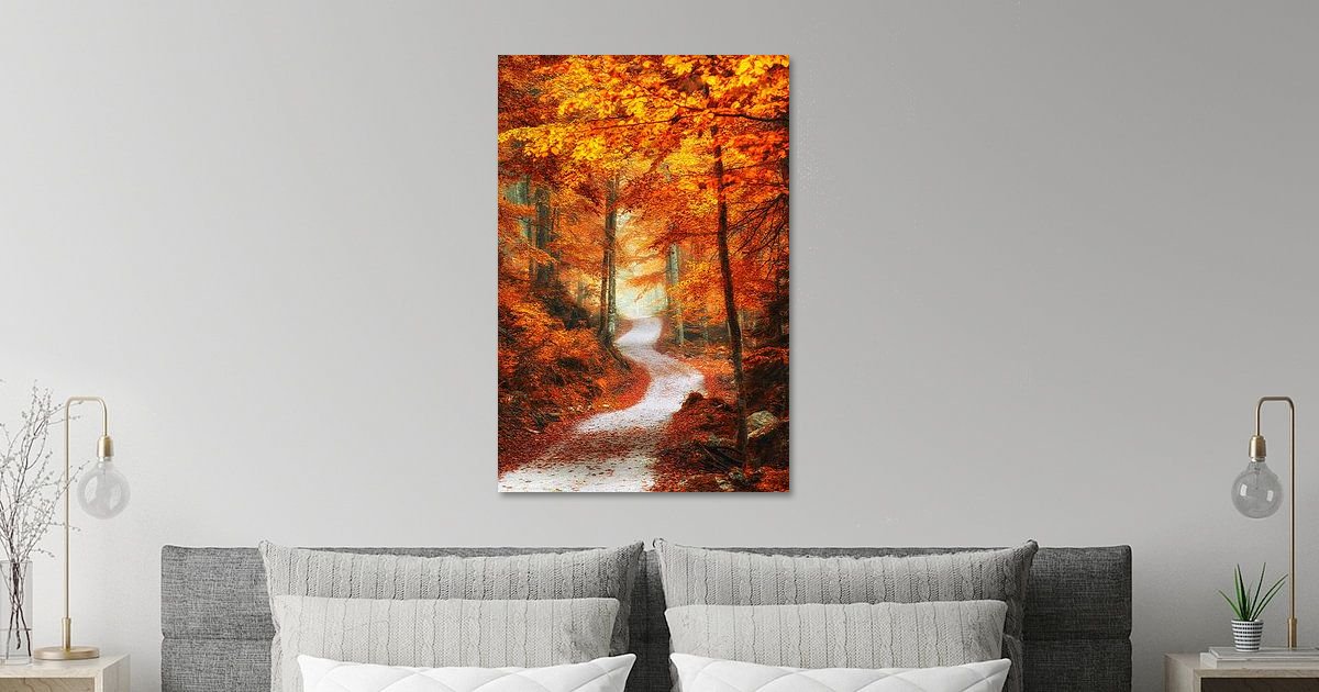 Boslandschap "Het Rode Bos" van Coen Weesjes op canvas, behang en meer