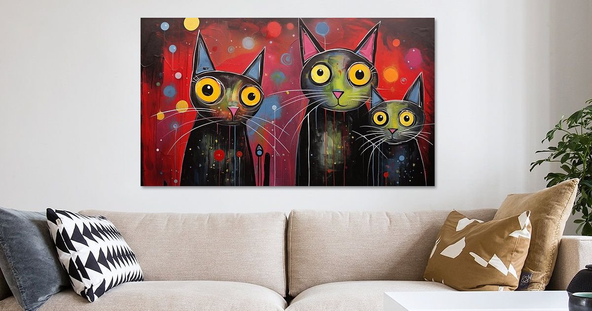 Abstracte rare katten panorama van TheXclusive Art op canvas, behang en ...