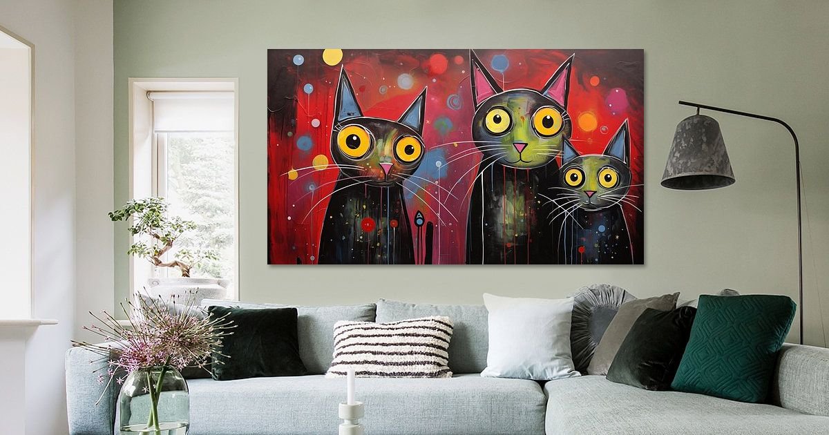 Abstracte rare katten panorama van TheXclusive Art op canvas, behang en ...