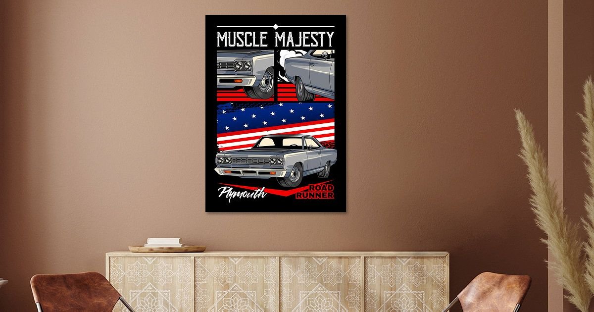 Plymouth Road Runner Muscle Car by Adam Khabibi on canvas, poster ...