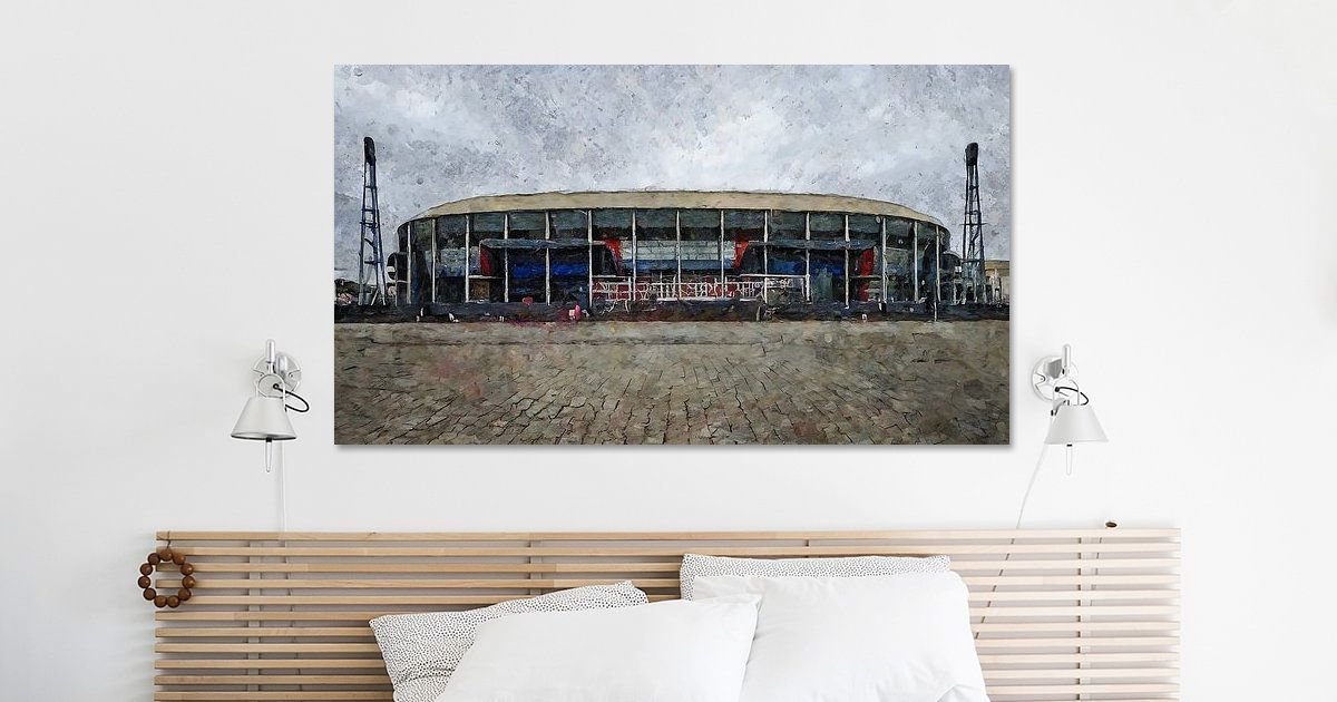 Schilderij De Kuip Rotterdam van Anton de Zeeuw op canvas, behang en meer