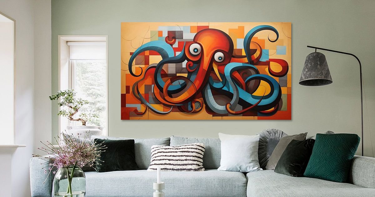Abstract octopus cubism panorama by TheXclusive Art on canvas, poster ...