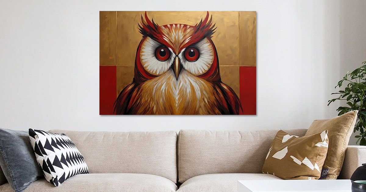 Majestueuze Uil in Moderne Kunst op Goud van Art & Soul Creations op ...