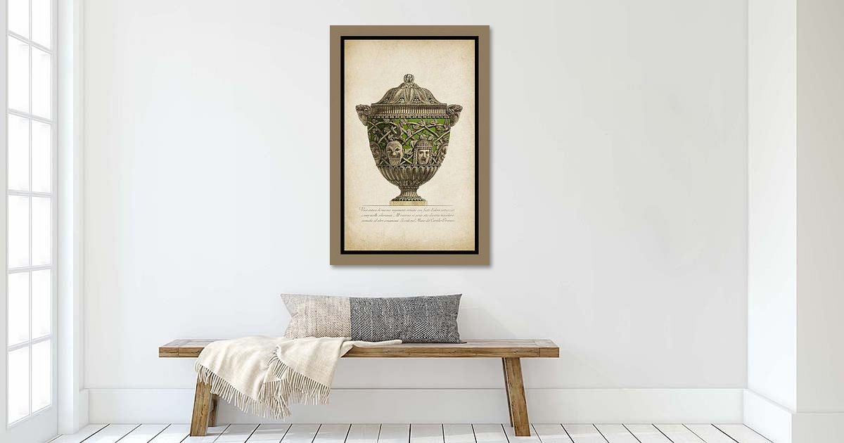 Antiek Vaas Maskers en Ranken - Gravure - Piranesi van Behindthegray op ...