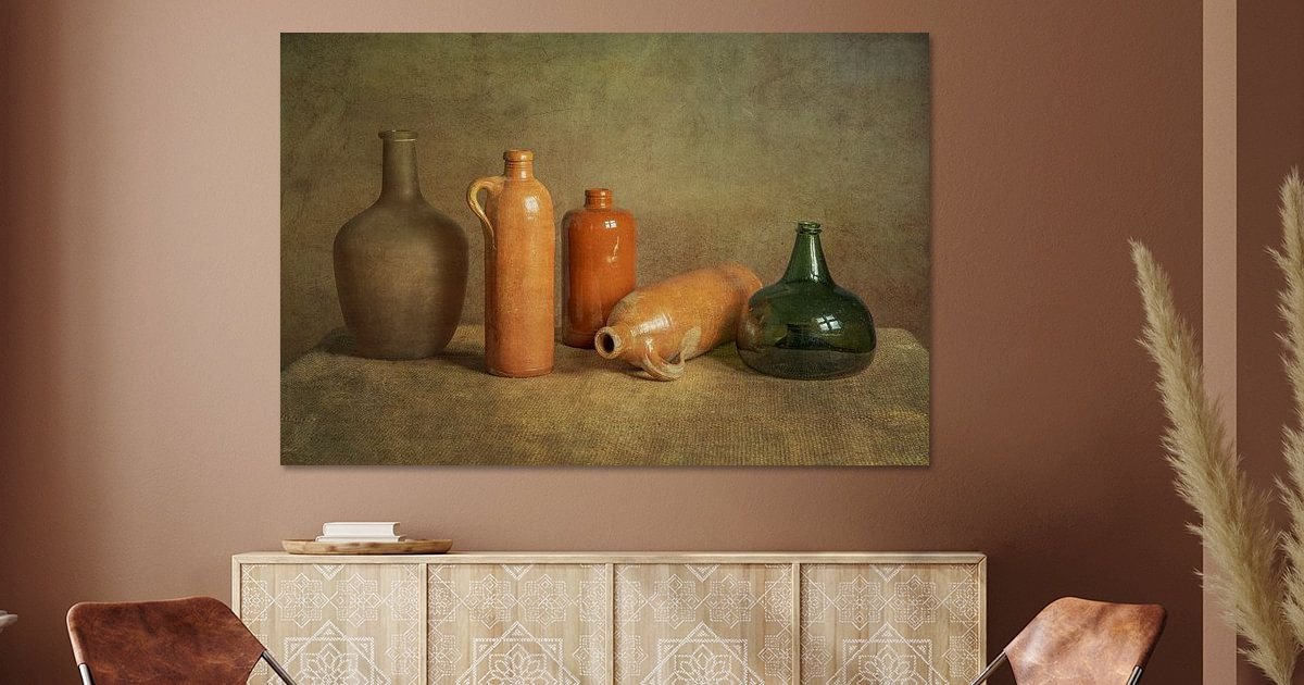 Kattekop fles en kruiken van RoFoto op canvas, behang en meer