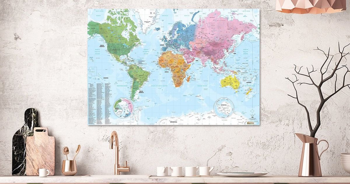 World Map Continents style (2025) by MAPOM Geoatlas on canvas, poster ...