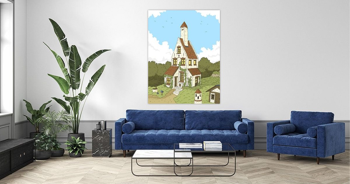 ouderwets bos huis. van JJ ADX op canvas, behang en meer