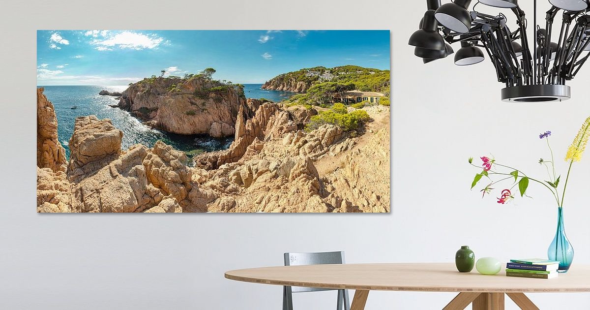Cala Marquesa, rotskust, Palafrugell van Rene van der Meer op canvas ...