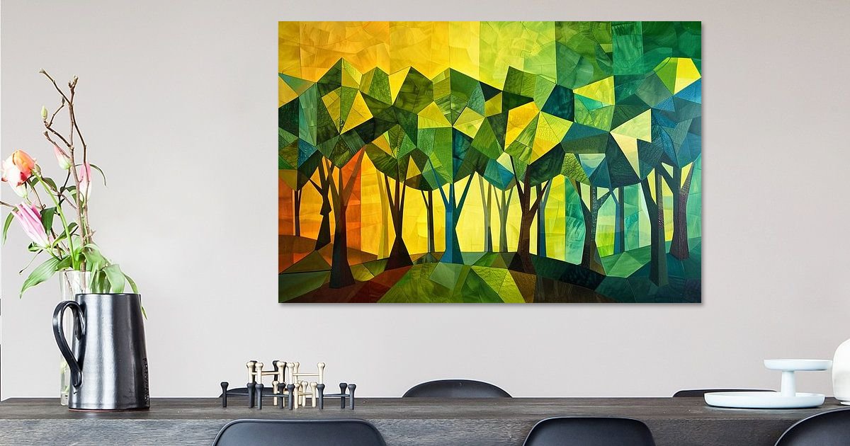 Geometrische Bomen in Levendige Kleuren van Art & Soul Creations op ...