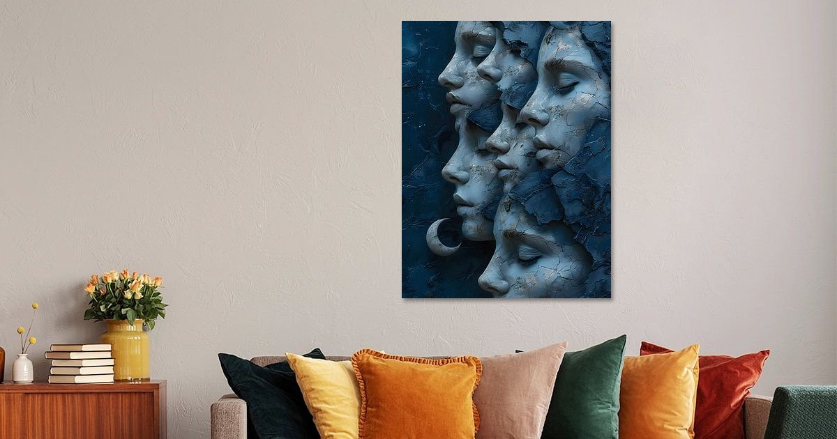 Gezichten in de maan; surrealisme van Jan Bechtum op canvas, behang en meer