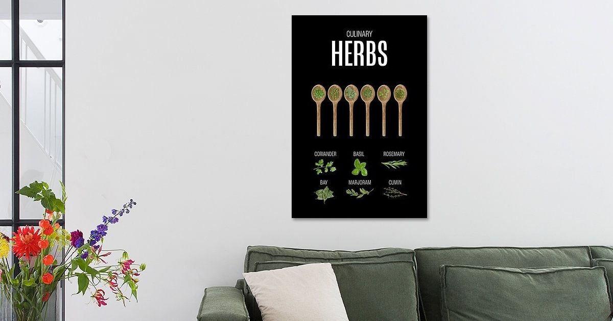 Kruiden Keuken Poster Zwart van Marian Nieuwenhuis op canvas, behang en ...