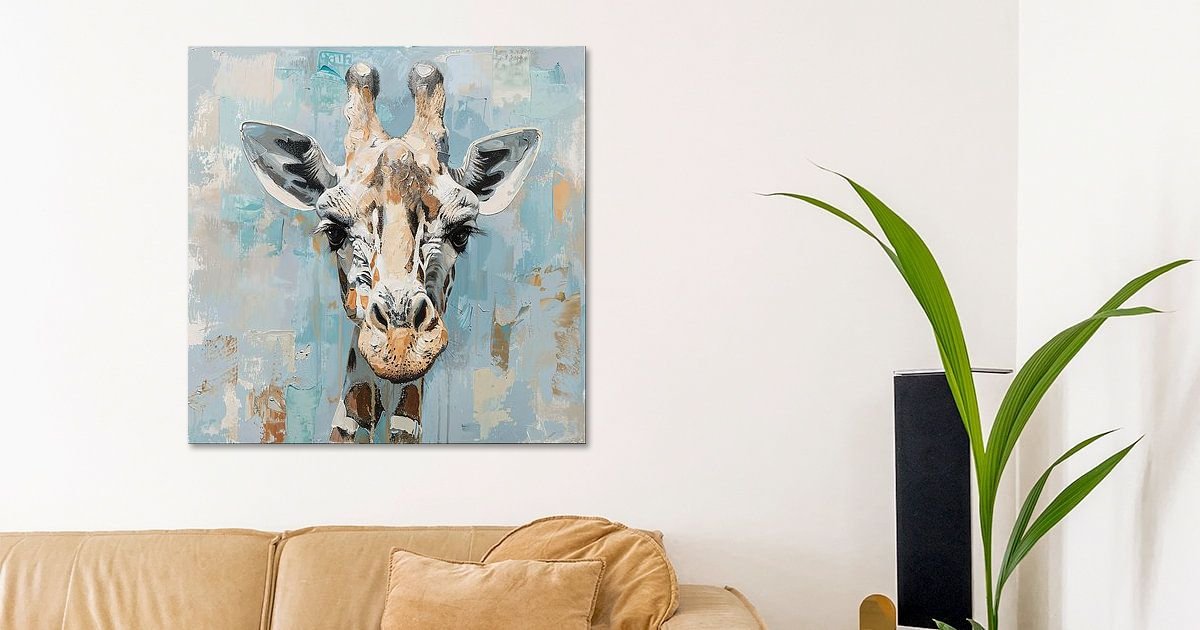 Giraffe van Poster Art Shop op canvas, behang en meer