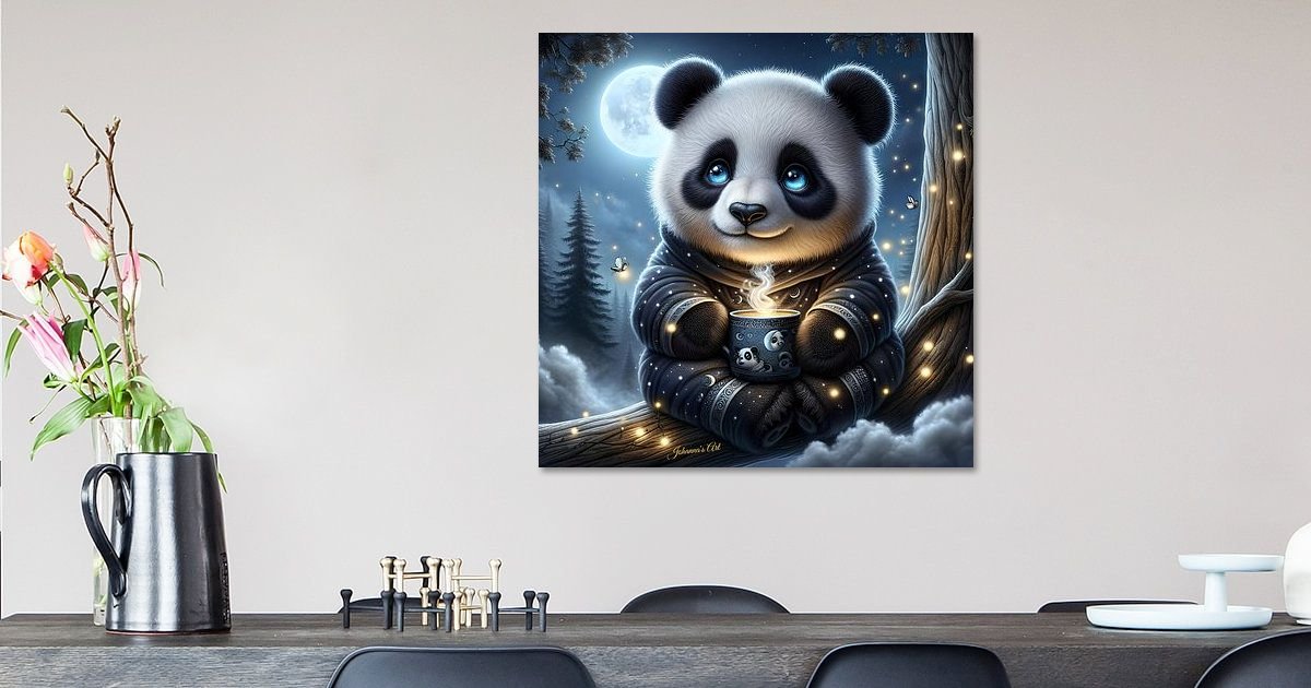 Schattige Panda Beer 4 van Johanna's Art op canvas, behang en meer