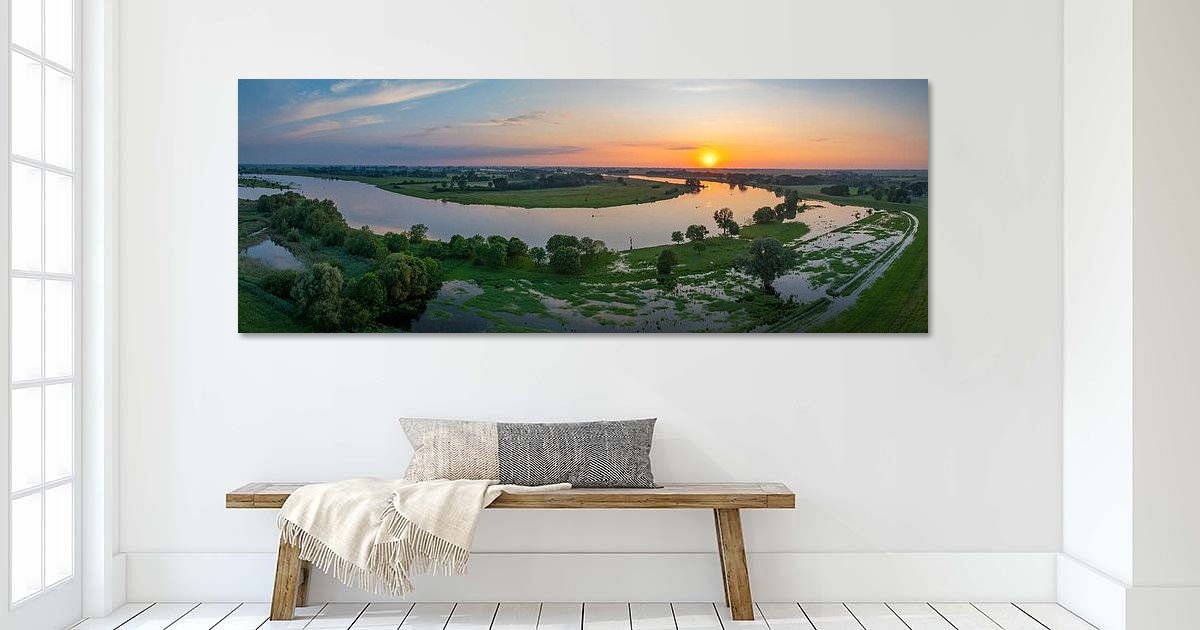 IJssel panoramafoto tijdens zonsondergang van Sjoerd van der Wal ...