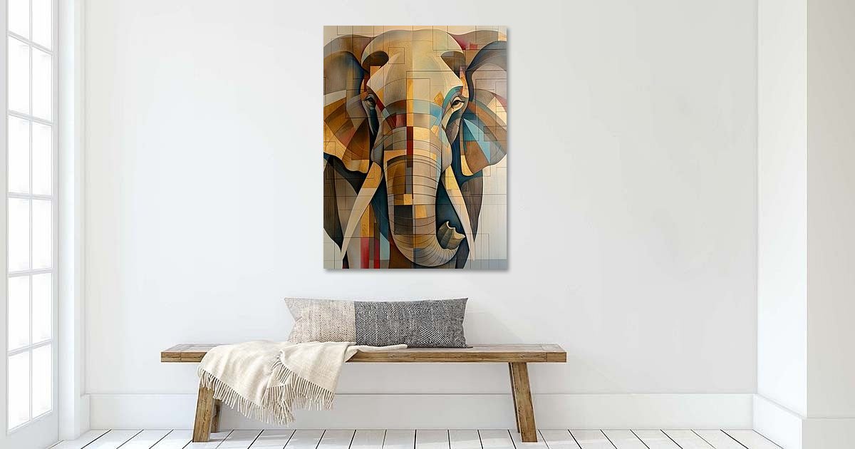 Olifant abstract van Bert Nijholt op canvas, behang en meer