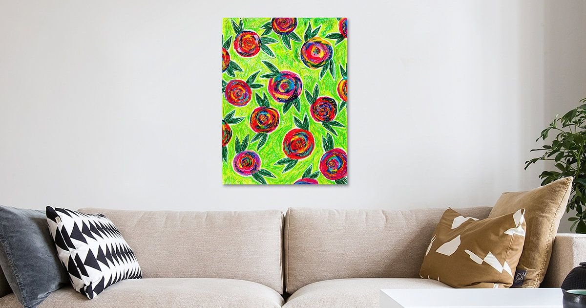 Bloemenweide van Buntwal op canvas, behang en meer