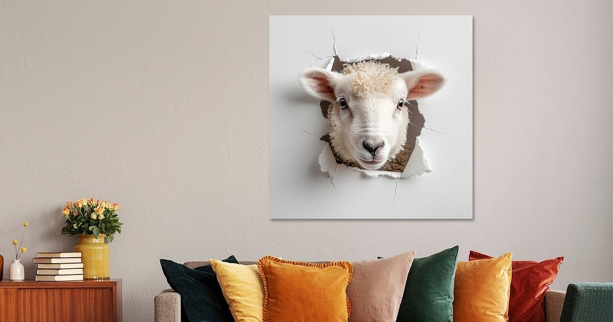 Schaap uit de muur van TheXclusive Art op canvas, behang en meer