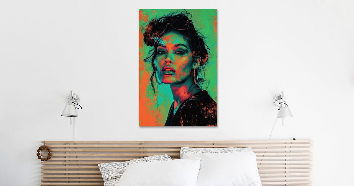 Kleurrijk en dynamisch digitaal portret van vrouw van Art & Soul ...