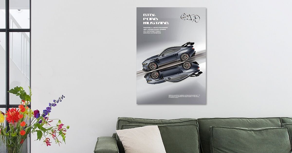 Ford Mustang GTD Poster van Ali Firdaus op canvas, behang en meer