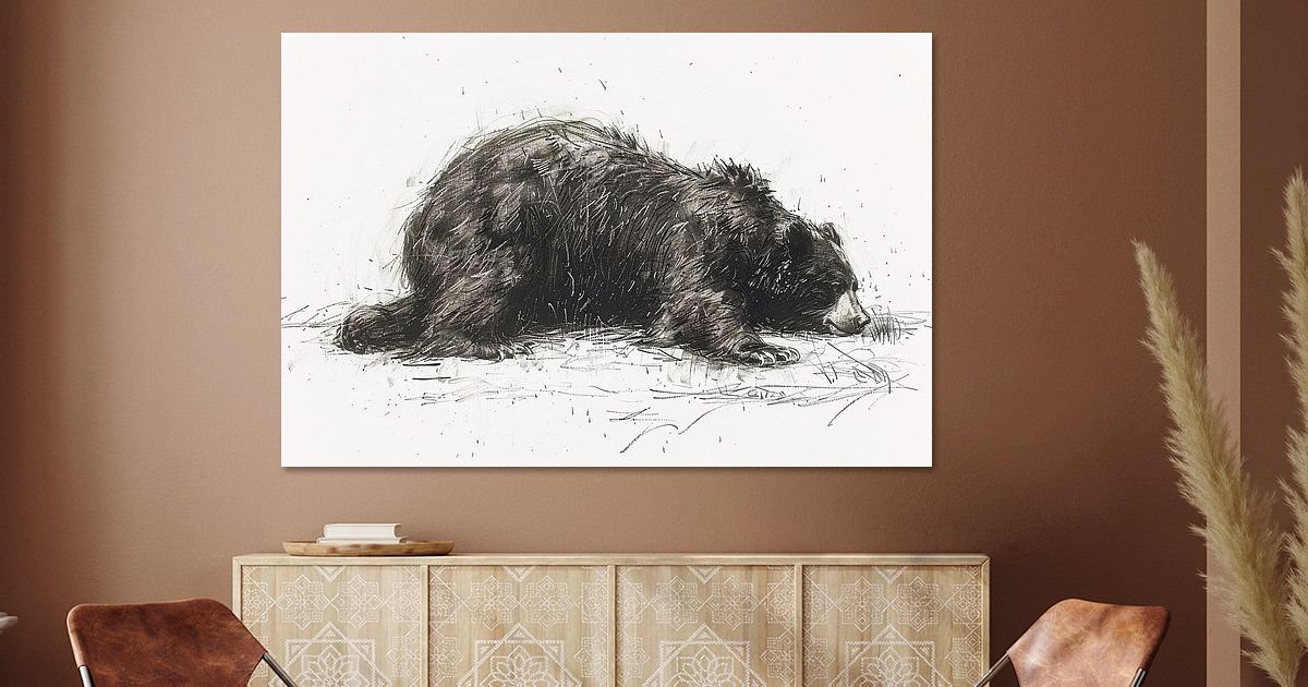 Minimalistische tekening van slapende beer van Art & Soul Creations op ...