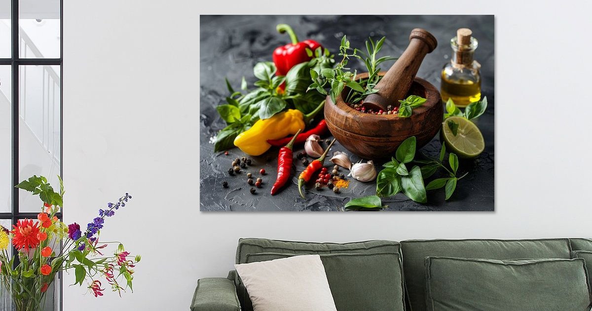 Kruiden van Poster Art Shop op canvas, behang en meer