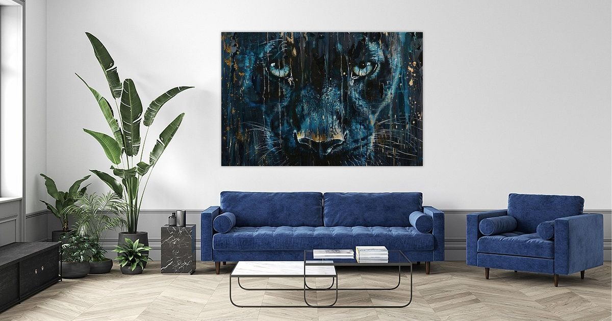 Blauwe Panther van Whale & Sons op canvas, behang en meer