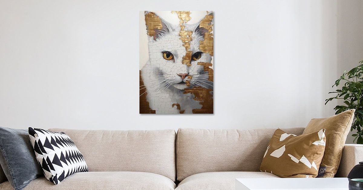 Kat Abstract Goud Decor van Morgan op canvas, behang en meer