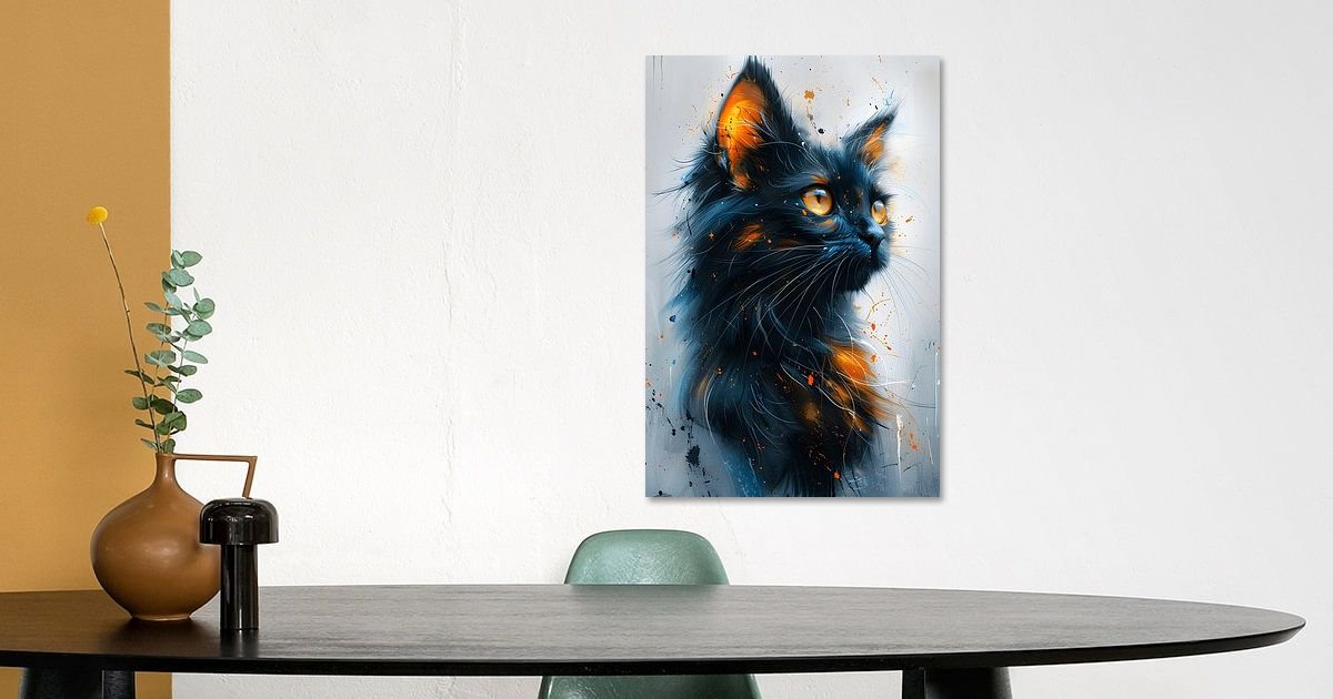 Kat Schilderij | Schilderij met Kat | Schilderij Abstracte Kat van ...