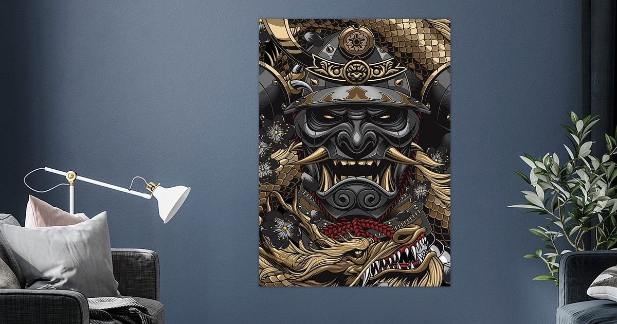 Oni masker van Demiourgos op canvas, behang en meer