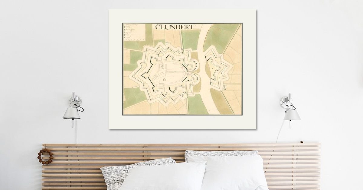 Old map of the fortifications of Klundert by Frisius on canvas, poster ...