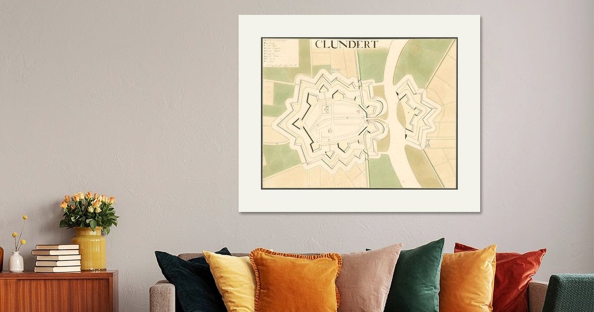 Old map of the fortifications of Klundert by Frisius on canvas, poster ...