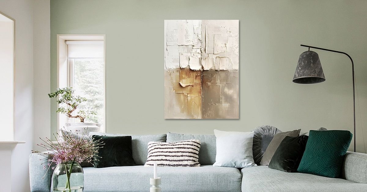 Abstracte Compositie met Lichte en Warme Tinten van Color Square op ...
